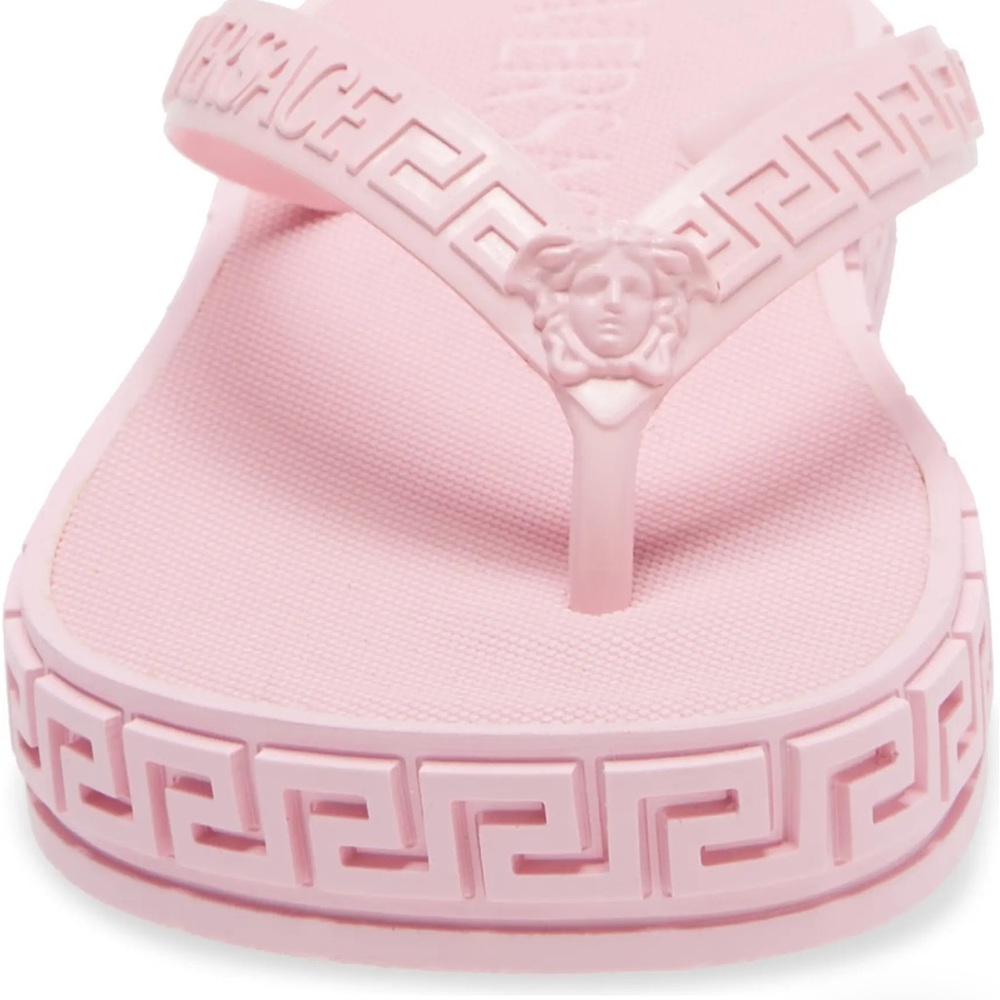 Versace Pink Grecian Medusa Logo Small Platform Thong… - Gem